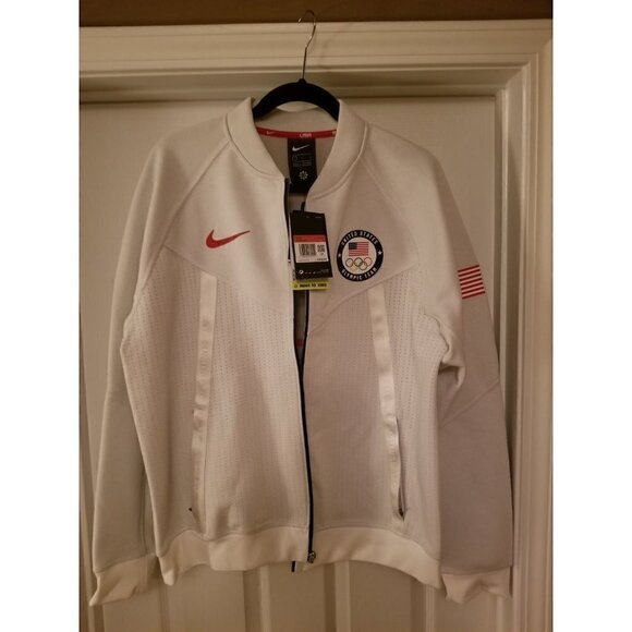 Nike | Jackets & Coats | Nike Team Usa Tokyo Olympics Knit Jacket White ...